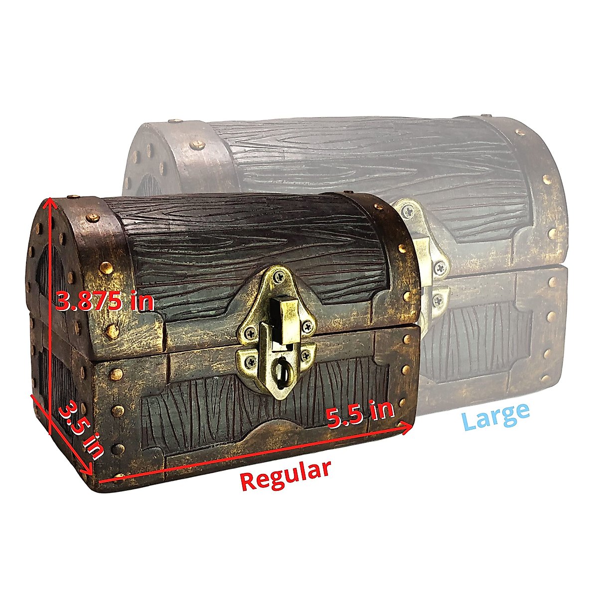 Galdor's Guild Mimic Dice Chest Storage Box | Free Lock & Key | Compatible with Dungeons & Dragons Players, Dungeon Master/DM RPG Gaming | Holder Vault Case | Holds 4 Sets of Polyhedral Dice (Regular)