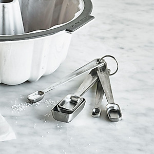 Sur La Table Rectangular Measuring Spoon Set, Stainless Steel, Fits in Spice Jars, Silver, Set of 6