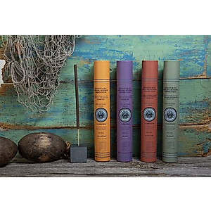 Nantucket Spider Mosquito & Fly Repelling Outdoor Garden Incense Sticks Bundle | 2 Pack (28 Sticks) & Artisanal Stone Block Incense Holder (1ct) | Sun and Sand (14 Sticks) & Meadow (14 Sticks)