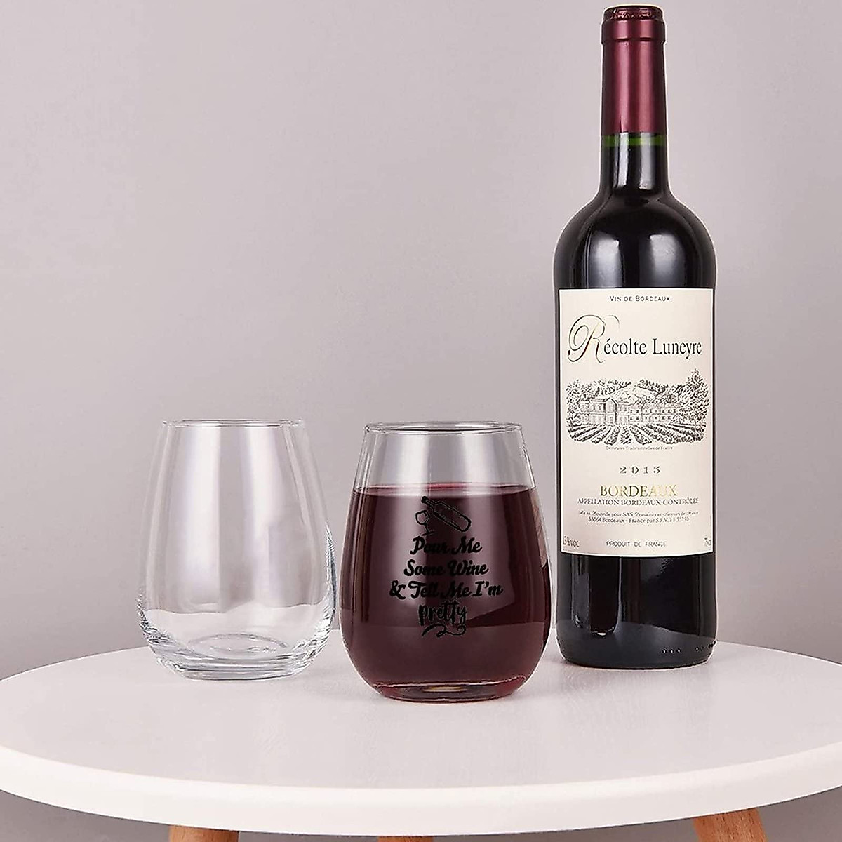 11oz Stemless Wine Glass Pour Me Some Wine And Tell Me Im Pretty Drinking Glass Glassware for Red or White Wine Cocktails Perfect For Homes & Bars Party Supplies Decorations