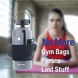 Bottle Pocket, Pocket for Bottle (Wide, Black & Gray)