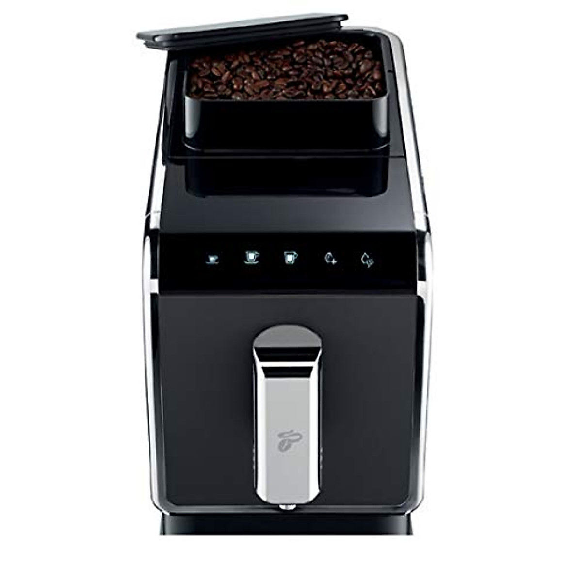 Tchibo Single Serve Coffee Maker Black - Automatic Espresso Coffee Machine with Induction Milk Frother for Rich, Creamy Froth - Built-in Bean Grinder, No Coffee Pods Needed
