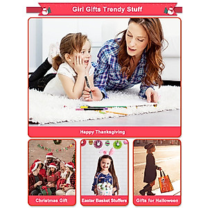 Shimmer Markers Metallic Outline Pens, 12 Glitter Markers for Tween Girls Christmas Gifts Birthday Stuff 4-18, Stocking Stuffers for Kids, Teen Girl Gifts Trendy Stuff, Cool Art Craft Supplies Kit