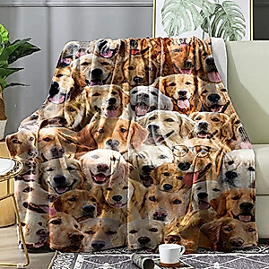 HSELOGI Golden Retriever Blanket Gift for Dog Lover Funny Dog Print Fleece Blanket Home Decor Plush Fuzzy Blanket Cute Puppy Blanket Throw for Kids Girls Boy for Adult Women Sofa Bed Chair 60"x80"