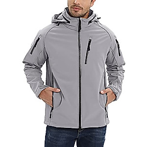 TACVASEN Men's Special Ops Military Police Duty Jacket Heavy Weight Waterproof Rain Coat for Men Warm Light Grey, L