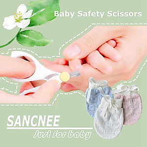 SANCNEE White Baby Mittens With String 0-6 Months,Newborn Gloves Boys Girls 4 Pairs…