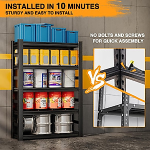 BEESTMUEBLE 72" Garage Shelving, Storage Shelves Heavy Duty Shelving, Adjustable Metal Shelf Rack and Shelf Units, Garage Shelving Heavy Duty Warehouse Industrial Shelving,35.4" W X 15.8" D X 72" H