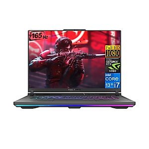 ASUS ROG Strix G16 Gaming Laptop 2023, 16" FHD 165Hz Display, GeForce RTX 4060, Intel Core i7-13650HX (14 core), 16GB DDR5 RAM, 512GB SSD, Wi-Fi 6E, USB Type-A&C, 4 Zone RGB, Windows 11