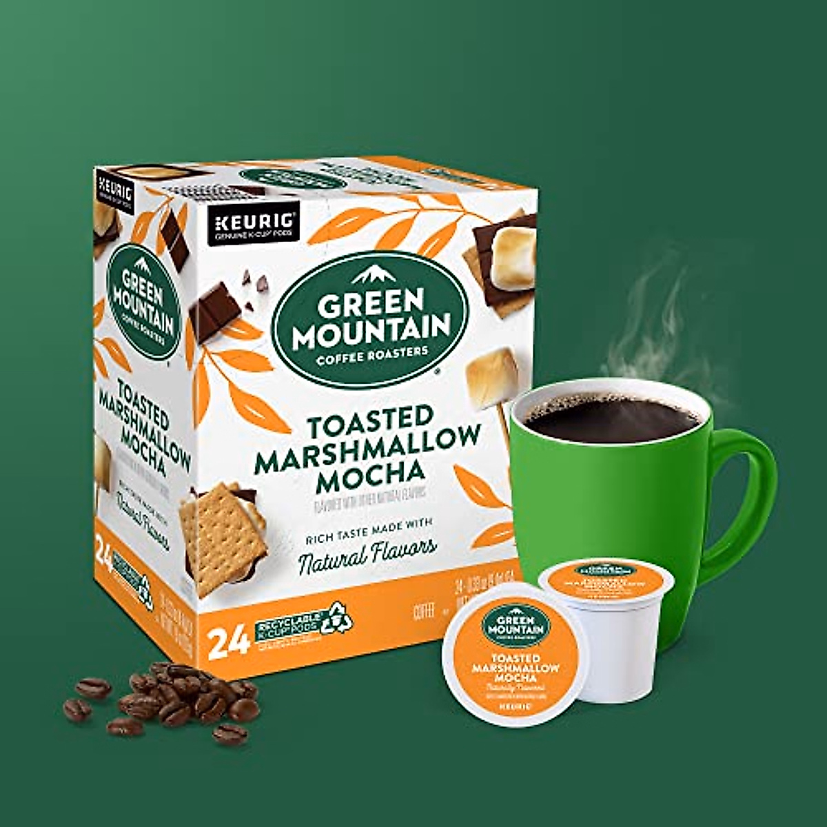 Green Mountain Coffee Roasters Toasted Marshmallow Mocha, Single-Serve Keurig K-Cup Pods, Flavored Light Roast Coffee Pods, 96 Count