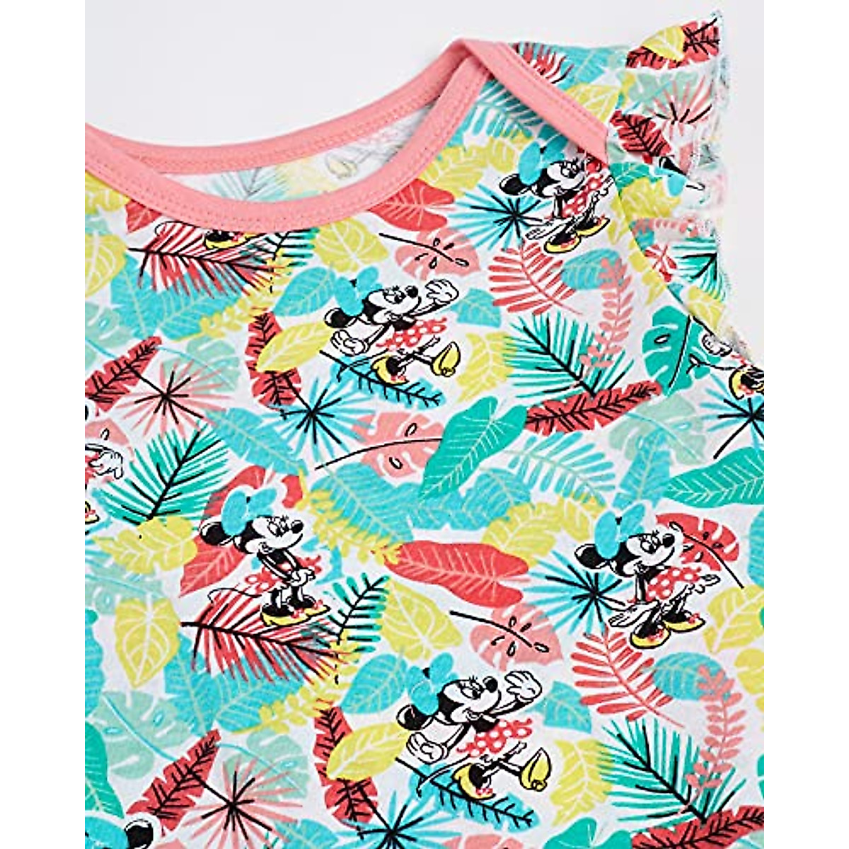 Disney Baby Girls Romper - 2 Pack Ruffled Short Sleeve Baby Jumpsuit Romper - Cozy Baby Clothes for Girls (Newborn/Infant), Size 24M, Minnie Pink Hello Lovely