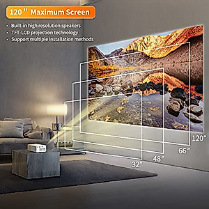 6500 Lumens Mini Home Projector, Zemeollo 1080P Full HD Supported Movie Projector,120" Home Theater Video Projector,Native 720P HD Portable Projector for iOS/Android/TV Stick/HDMI/USB/AV Interface