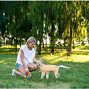 Lelepet Dog Pajamas Dog Pjs Cotton Striped Jumpsuit Stretchable Lightweight Doggie Onesies, Soft Cute Bodysuits Rompers for Puppy Comfy Dog Pajamas for Small Dogs Girls Pink Pet Pajamas for Sleep