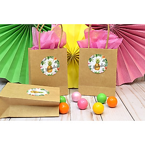 Watercolor Pineapple Mahalo Thank You Sticker Labels, 40 2" Party Circle Stickers by AmandaCreation, Great for Party Favors, Envelope Seals & Goodie Bags