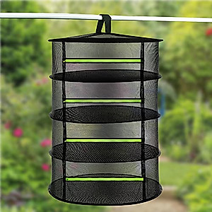 SDOM Herb Drying Rack 4-Layer 2ft with Zipper, Hanging Drying Rack with Hook or Hydroponic Plant/Plants Herb Drying, Foldable Drying Net