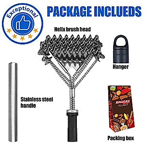 BBQ Grill Brush Bristle Free for Outdoor Grill, Grill Accessories with Replaceable Grill Brush Head, TH-2218 Grate Cleaner,BBQ Cleaning Brush,Grill Brush Set, Bristle Free Grill Brush and Scraper