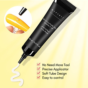 Makartt 3D Gel Nail Art Sculpting Gel Nail Glue 15g No Wipe Clear Gel Polish for Nail Designs and DIY Nail Art - for Drawing, Molding, Sculpture and Decoration