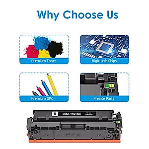 206X Toner Cartridges 4 Pack High Yield (with Chip) Replacement for HP 206X 206A W2110X W2110A Compatible with HP Color Pro MFP M283fdw M283cdw M283 Pro M255dw M255 Printer (Black Cyan Yellow Magenta)