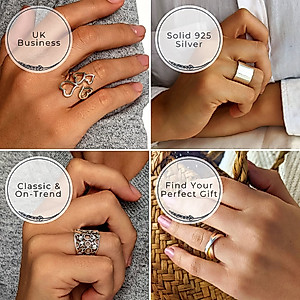 Silverly Women's 925 Sterling Silver Polished Oval Wicca Celtic Tree of Life Band Ring