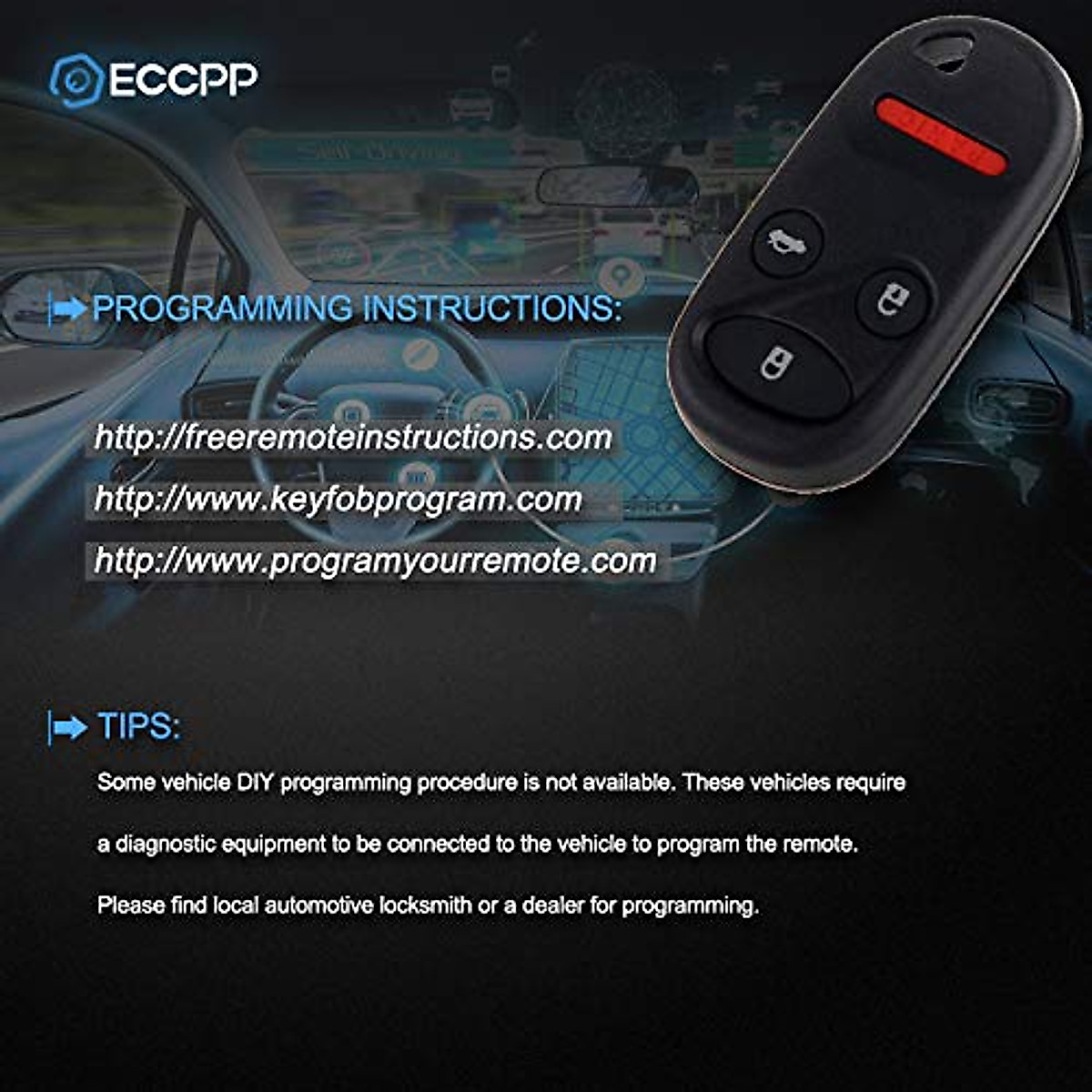 ECCPP KOBUTAH2T Replacement Keyless Entry Remote Key Fob for Honda for Accord keyless for Acura TL key fob KOBUTAH2T 72147S84A01 72147S0KA02 (Pack of 1)
