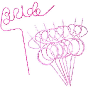 11 Pack Effortless Events Bachelorette Straws, Reusable, Glitter Bachelorette Party Straws, Bride Straws for Bachelorette Party & Diamond Ring Straw