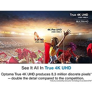Optoma UHD38x Bright, True 4K UHD Gaming Projector | 4000 Lumens | 4.2ms Response Time at 1080p with Enhanced Gaming Mode | Lowest Input Lag on 4K Projector | 240Hz Refresh Rate | HDR10 & HLG