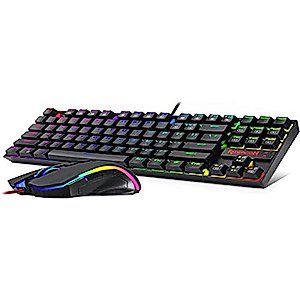 Redragon K552-RGB-BA Mechanical Gaming Keyboard and Mouse Combo Wired RGB LED Backlit 60% with Arrow Key Keyboard & 7200 DPI Mouse for Windows PC Gamers (Tenkeyless Keyboard Mouse Set)