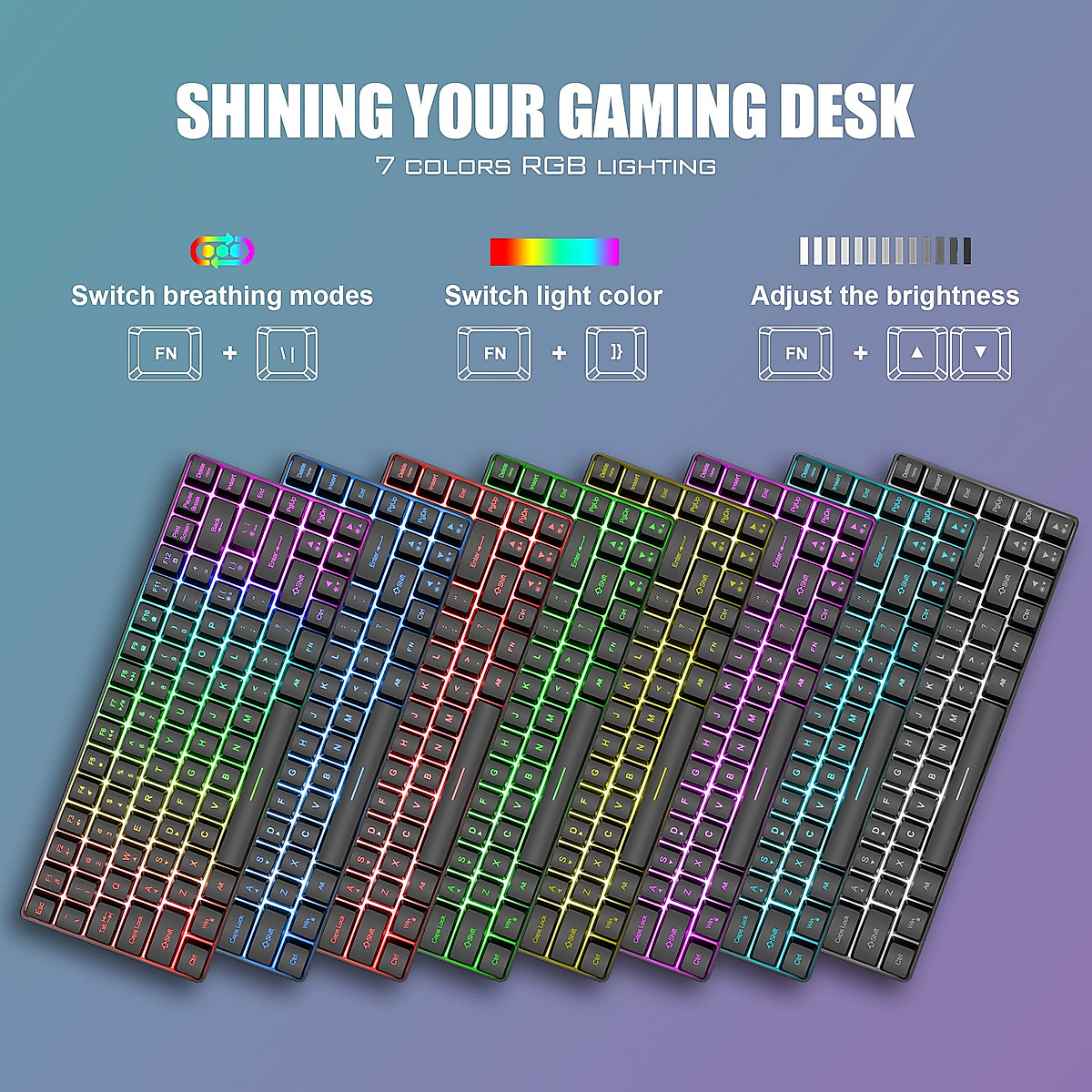 RedThunder K84 Mini Gaming Keyboard, 75% Ultra-Compact TKL Mechanical Feel Wired Keyboard with RGB LED Lighting Effects for PC/MAC/PS4/PS5/XBOX Gamer (Black)