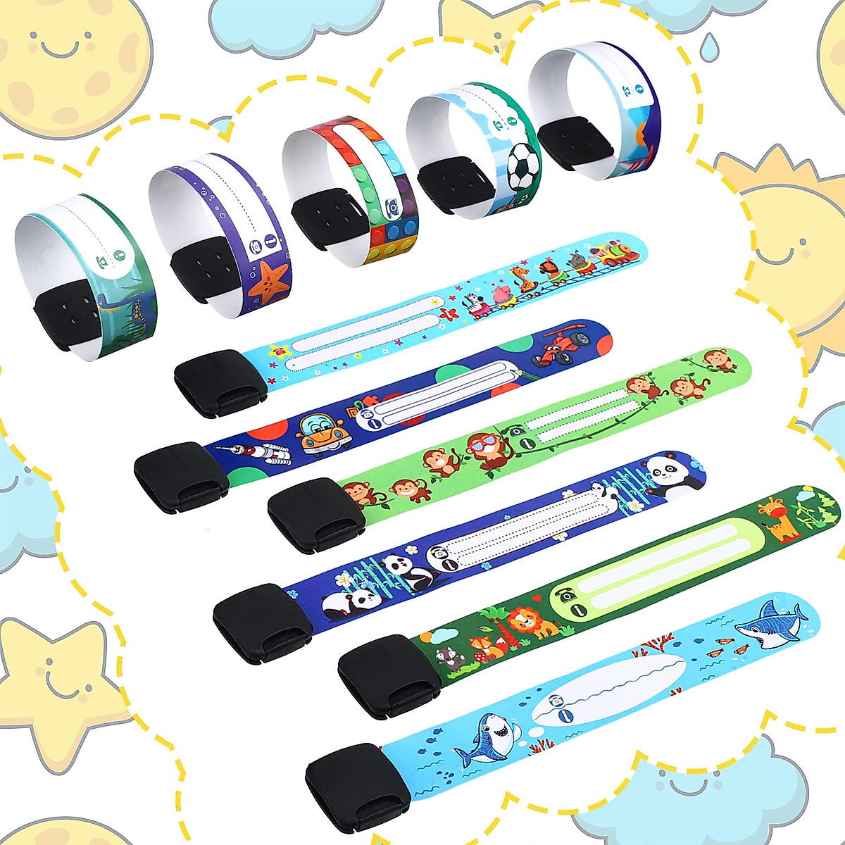 Chinco 14 Pieces Children Safety ID Wristband Reusable Identification Bracelets Waterproof ID Band Safety Wristband for Boys and Girls (Cool Style)