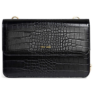 Pixie Mood Jane 7.5 x 5.13 Vegan Leather 2-in-1 Crossbody Wallet Purse, Black