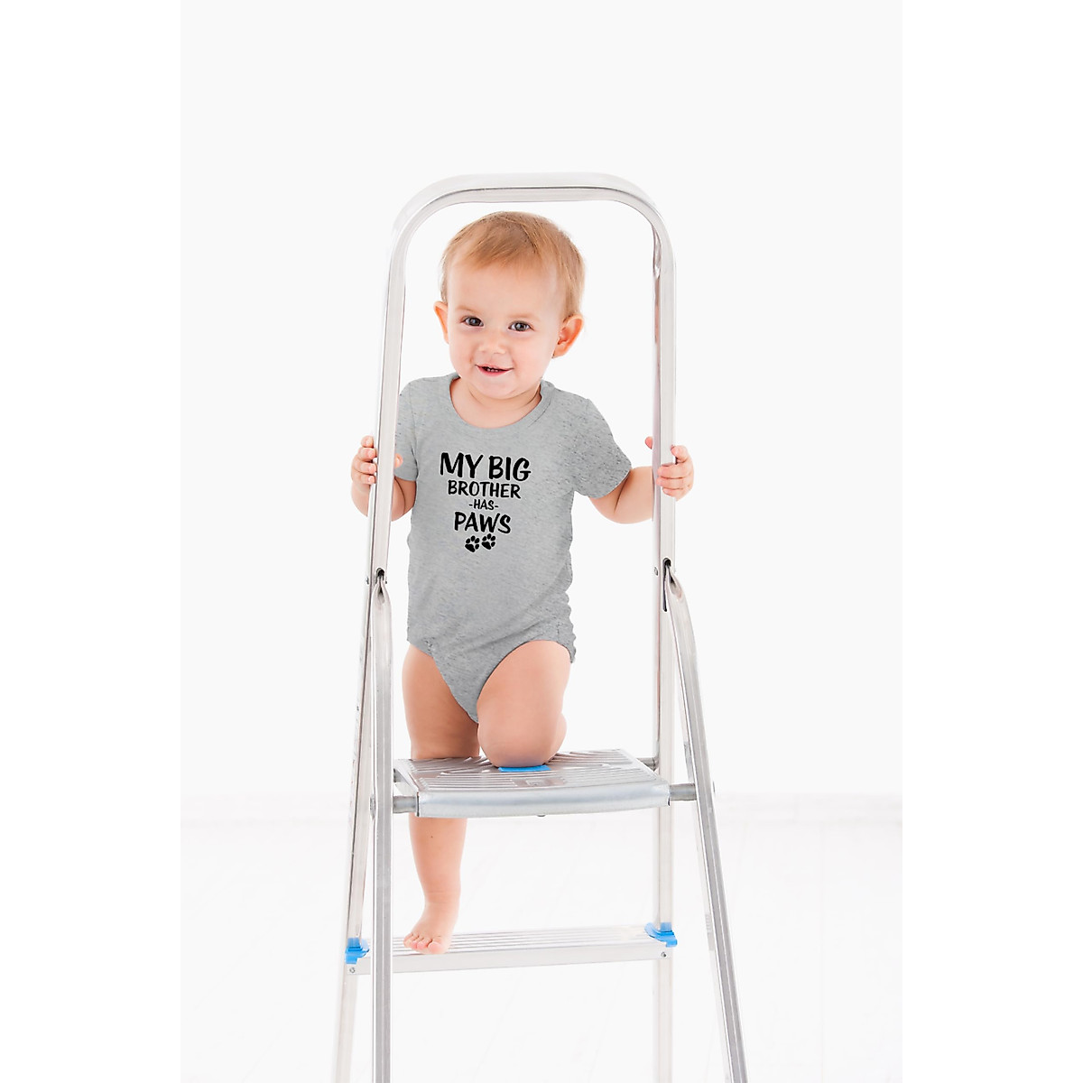AW Fashions My Big Brother Has Paws - Animal Lover - Cute One-Piece Infant Baby Bodysuit (6 Months, Sports Grey)