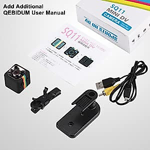 QEBIDUM Spy Camera Hidden Camera, Portable Tiny Rechargeable Battery Powered HD 1080P Mini Camera, Night Vision Motion Activated Micro Digital Recorder Body Cop Nanny Cam for Home Office Car Drone