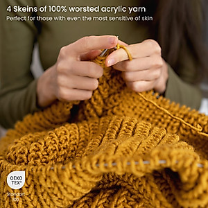 ARTEZA Acrylic Yarn for Crocheting, 4 x 200-g Skeins of Worsted Yarn for Knitting, Going for Gold A103, Knitting & Crochet Supplies