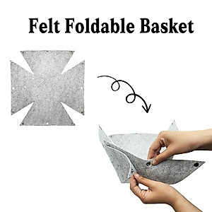 DSJ 2 Pieces Small Foldable Felt Storage Baskets, Shelf Storage Bins for Organizing Key Tray Bowl Home Decor Tabletop Organizer