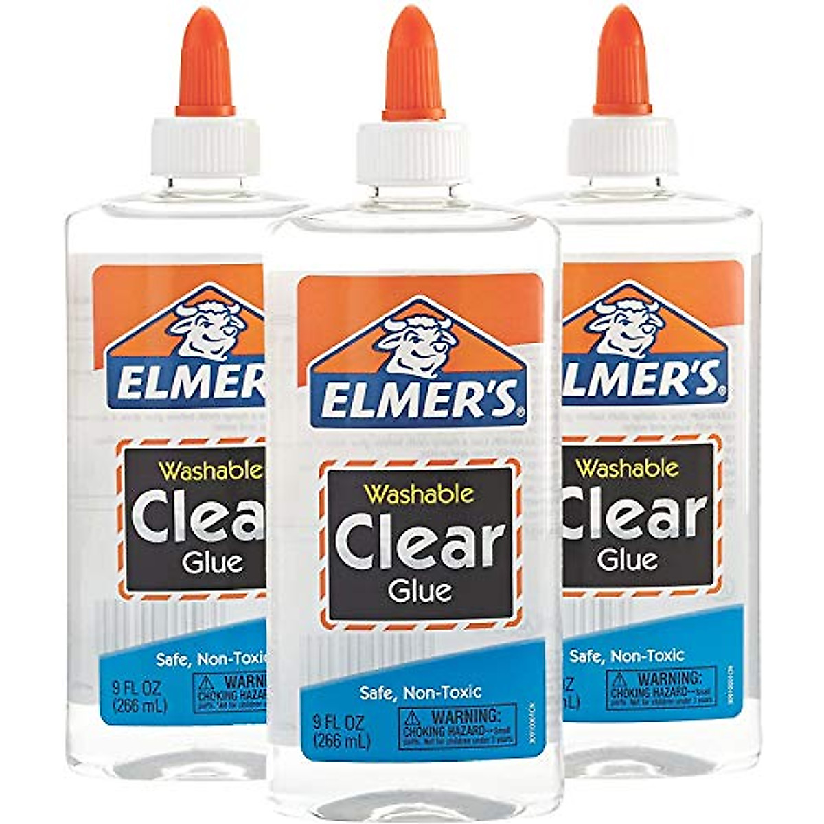 Liquid School Glue, Clear, Washable, Pack of 3-1