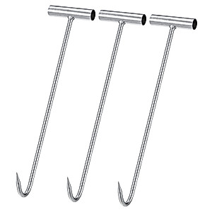 uxcell T-Handle Meat Boning Hook, Galvanized T Hooks for Kitchen Butcher Shop Restaurant 16"(400mm) 3Pcs