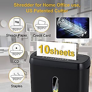 Paper Shredder, 10-Sheet Strip Cut with 3.17-Gallon Basket, P-2 Security Level, 3-Mode Design Shred CD and Credit Card, Durable&Fast with Jam Proof System, Paper Shredder for Home Office (ETL)