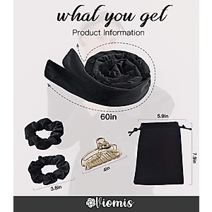 Heatless Curling Rod Headband For Long Hair Curls, 60‘’ Leveling Up Velour Heatless Hair Curler, TikTok Heatless Curls with Hair Clips and Scrunchie for Sleeping(Black)