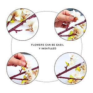 Sggvecsy Artificial Cherry Blossom Branches Faux Cherry Flowers 39 Inch Peach Branches Silk Tall Stems for Home Wedding Table Vase Decor (3 Pcs, Ivory)