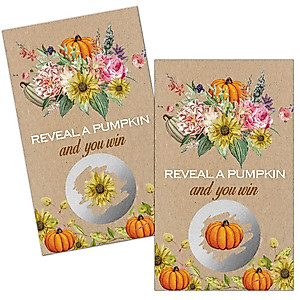 Haizct 50 Pack Rustic Pumpkin Fall Bridal Shower Scratch Off Game Cards for Country Wedding, Bridal Shower, Bridal Lottery Tickets, Wedding Shower Ideas, Baby Showe