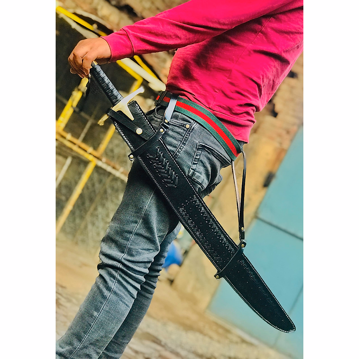 NoonKnives:Ertugrul Series (ErtugrulSword) custom made totally, carbon steel balde handle leather strip