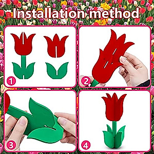 8 Pieces Farmhouse Tulips Tiered Tray Decor- Wooden Tulips Table Decorations, Spring Centerpieces Craft Ornaments for Home Farmhouse