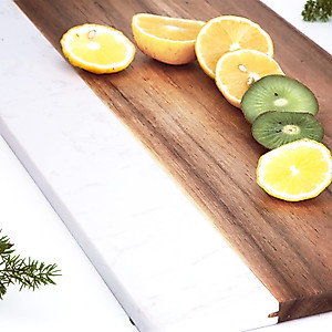 Resafy Acacia Wood Marble Cutting Board,Charcuterie Board Party Plate,Butcher Block Chopping Board Charcuterie Cheese,Suitable for Kitchen,Restaurants,Dining Room (White)