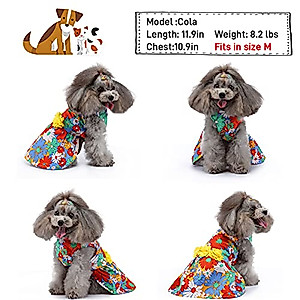 Dog Dresses for Small Dogs - Colorful Flower Print Small Dog Dress Puppy Dress Dog Apparel Summer Dog Cloth for Small Dog Girls (M(7.5-10.5lbs))