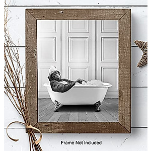 Funny Bathroom Decor for Men, Women - Cute Modern Bathroom Accessories - Bathroom Pictures - Bath Wall Decor - Monkey Chimp Wall Art - Cool Unique Bathroom Sign - Powder Room - Guest Bathroom Poster