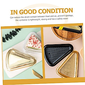 Abaodam 150 Sets Triangular Cake Box Slice Cheesecake Containers Sandwich Container Bento Sandwich Cake Tray Plastic Container with Lid Clear Mousse Container Cake Stand Mezzanine Pet