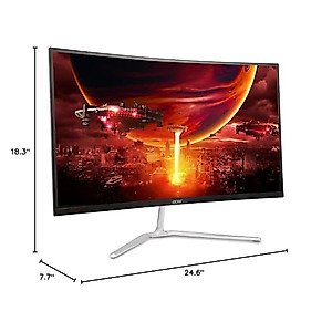 Acer 27" WQHD 2560 x 1440 1500R Curved PC Gaming Monitor | AMD FreeSync Premium | Up to 170Hz Refresh | 1ms VRB | VESA Mount | HDR10 | 1 x Display Port 1.2 & 2 x HDMI 2.0 | EDA270U Pbmiipx | Silver