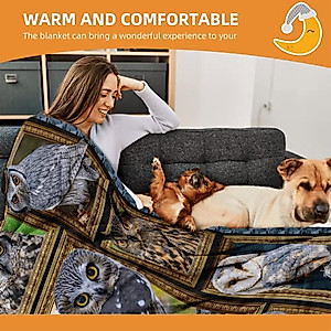 Owls Gifts for Women Men, Owls Print Fleece Throw Blanket, Soft Cozy Flannel Blankets and Throws for Couch Bed Sofa Living Room Decor, Lightweight Warm Plush Blanket for All Season 50" x 60"