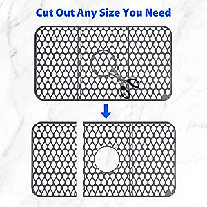 KESTERRA Sink Protectors for Kitchen Sink, 26"x 14" Center Drain Kitchen Sink Mats with Faucet Splash Guard, Silicone Heat Resistant Dish Pad for Bottom of Farmhouse Stainless Steel Porcelain Sink
