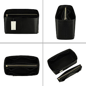 Purse Organizer Insert For Handbags, Purse Organizer With Zipper, Neverfull Organizer, Bag Organizer For Speedy Neverfull ONTHEGO Tote, Handbag and More (Silky Black, Mini)