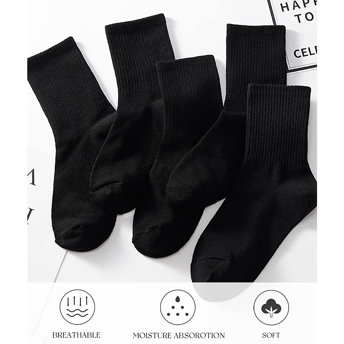 HAVE A TREE 3-6 Pack Womens Crew Casual Calf Socks (H002-6B)